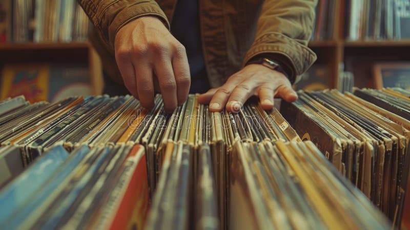 Person Looking through Vinyl Records in a Store. Stock Photo - Image of ...