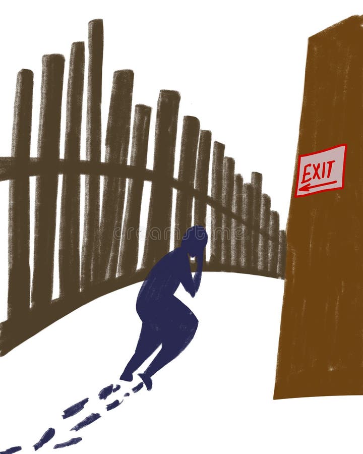 A Person Looking for a Way Out Stock Illustration - Illustration of ...