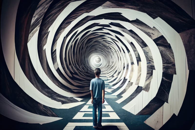 Person, Lost in His Own Mind, Surrounded by Twisting and Turning ...