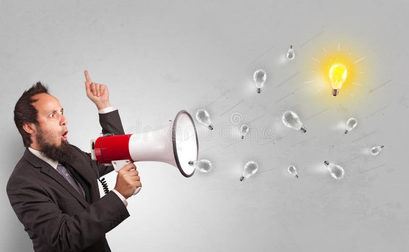 Person with loudspeaker stock photo. Image of megaphone - 161313710