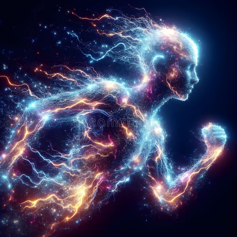 Person made of electricity stock illustration. Illustration of earth ...