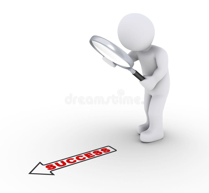 Person With Magnifier Looking For Success Stock Illustration ...