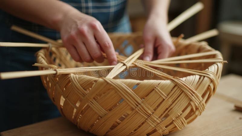 Person is Making a Basket Out of Straw Stock Image - Image of handmade ...