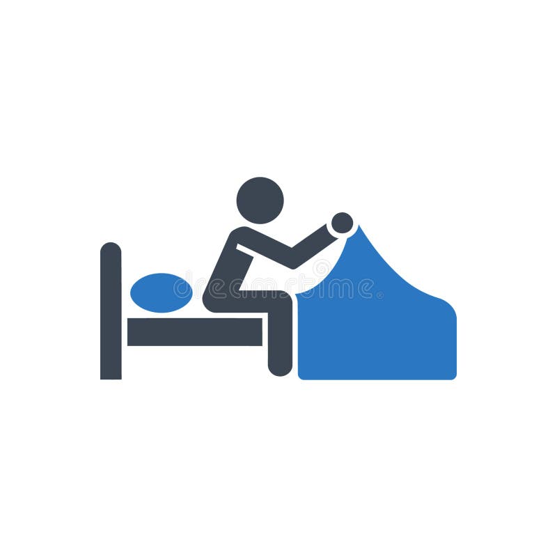 Person Making Bed Icon stock vector. Illustration of pillow - 350117284