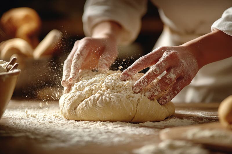 A Person is Making Bread Dough on a Table Stock Image - Image of ...
