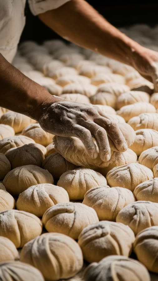 A Person is Making Bread with His Hands on a Table, AI Stock Photo ...