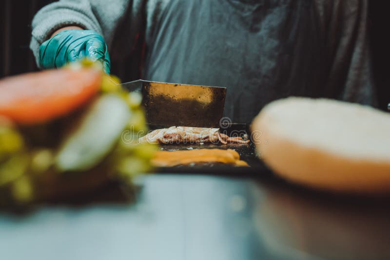 Person Making Burgers with Different Ingredients Stock Image - Image of ...