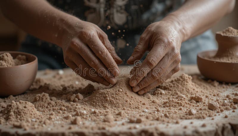 A Person Making Clay on a Table Generated Stock Illustration ...