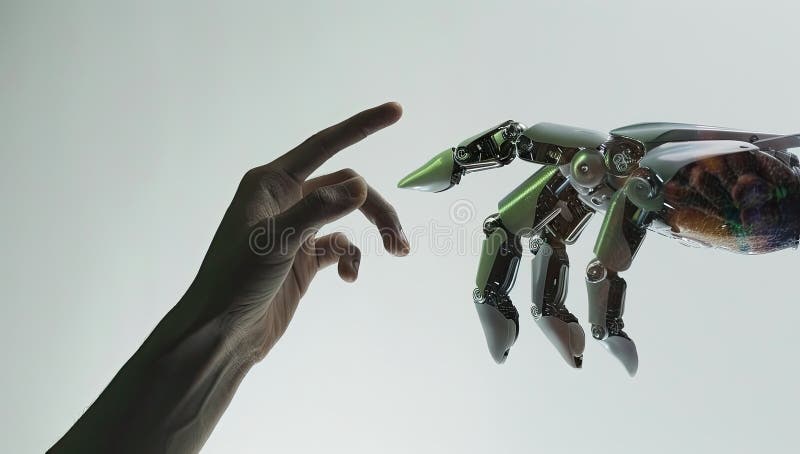 A Person is Making a Gesture by Touching a Robots Hand with Their ...