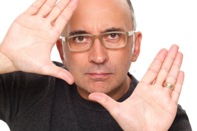 Person making a hand frame stock photo. Image of glasses - 63476638
