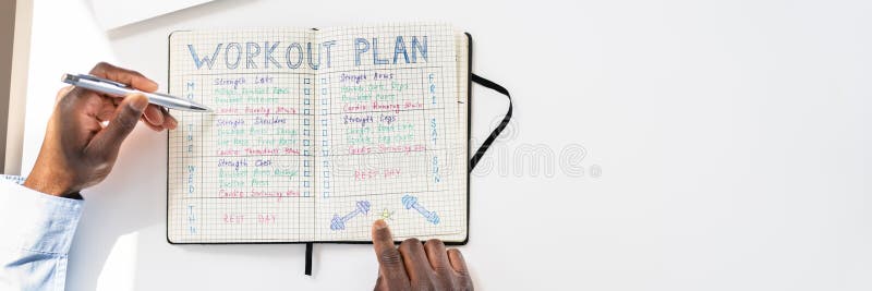 Person Making Note of Workout Plan on Notebook Stock Image - Image of ...