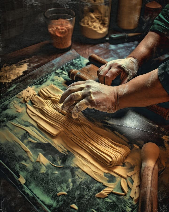 A Person is Making Pasta on a Table. AI Generative Image. Stock ...