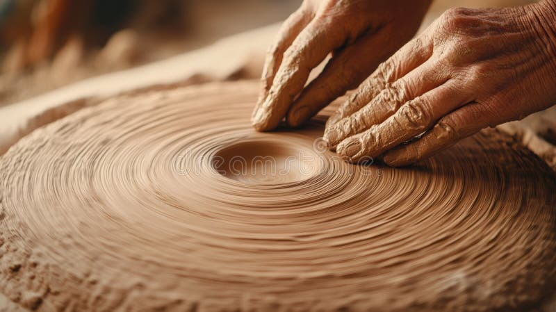 A Person Making a Pottery Piece on the Wheel with Their Hands, AI Stock ...