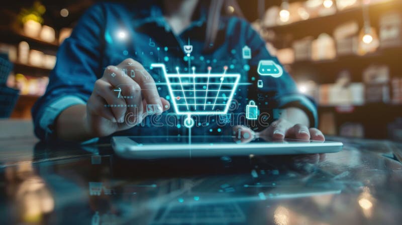 A Person Making a Purchase on a Tablet with Online Shopping Apps Open ...