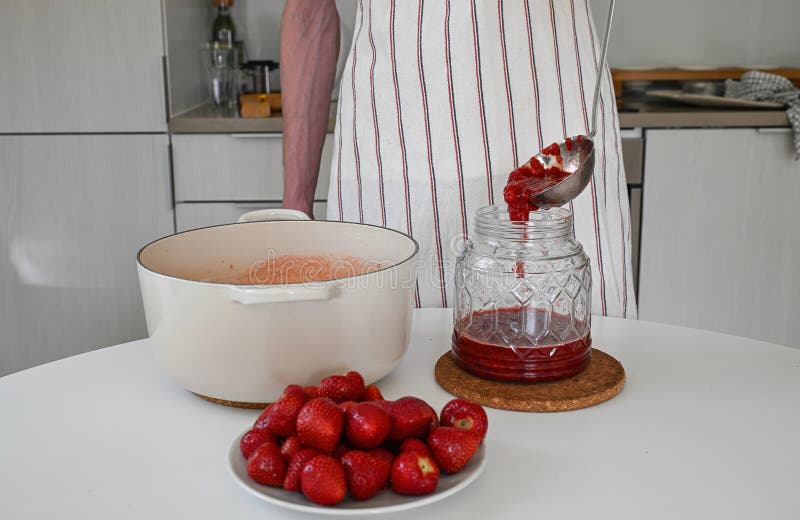 Person Making Sweet Strawberry Jam Stock Image - Image of produce ...