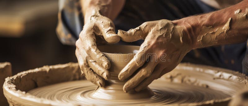 Person Making Vase Out of Clay, Step-by-Step Pottery Crafting Process ...