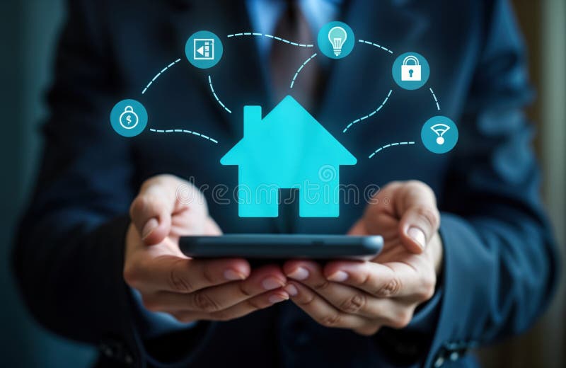 Person Manages Smart Home Via Phone. Modern Tech Controls Home ...