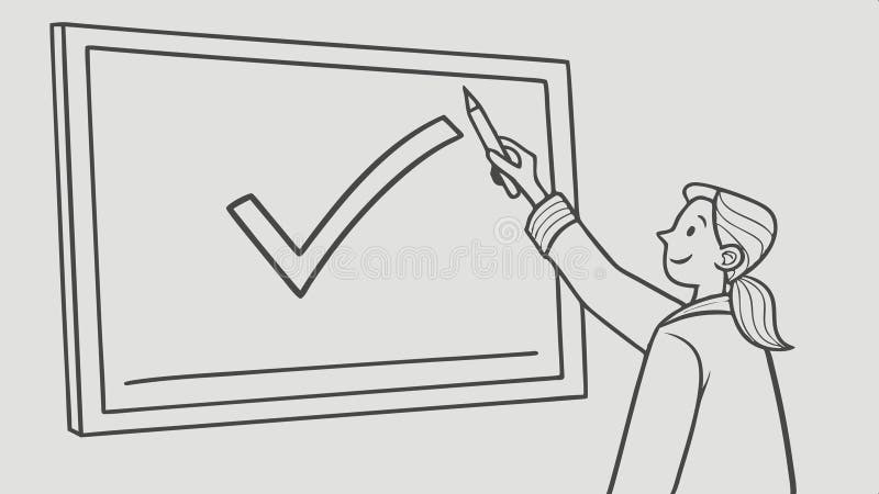 Person Marking Completion on a Large Checklist Board Illustration ...