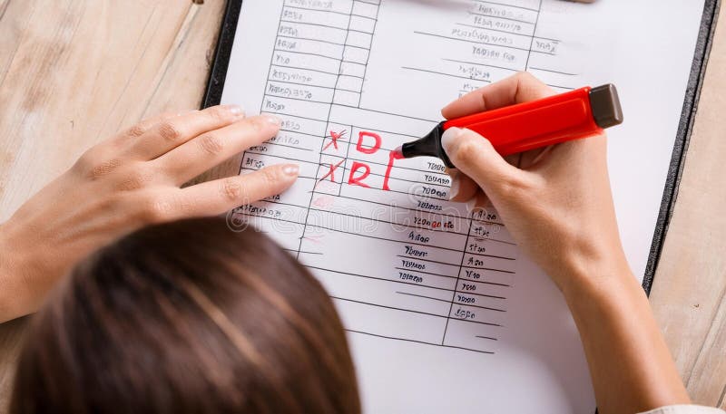 Person Marking Error with Red Marker Stock Illustration - Illustration ...