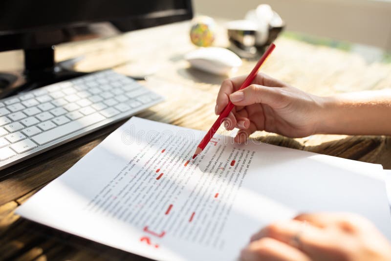 Hand with Red Pen Proofreading a Manuscript Stock Image - Image of ...