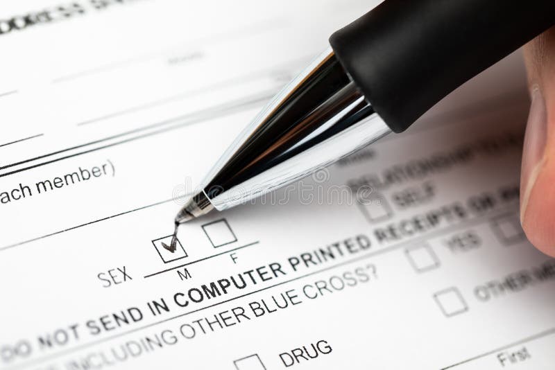 Person Marking Gender Checkbox in a Form Stock Image - Image of marking ...