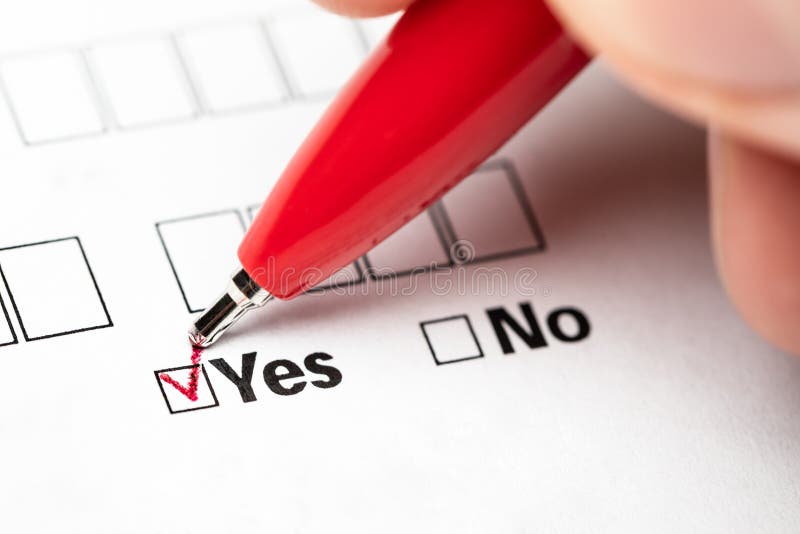 Person Marking Yes Checkbox in a Form Stock Image - Image of hand, form ...