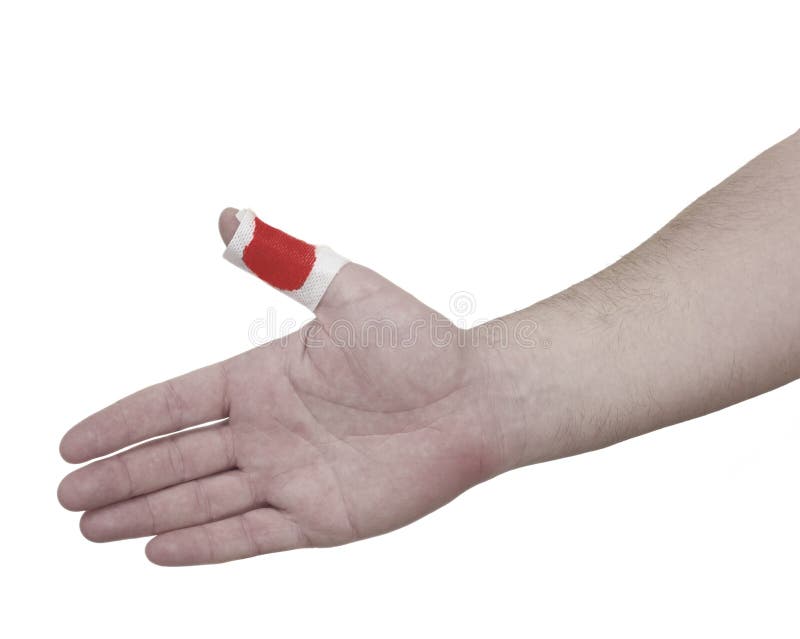 A Person Medically Dressed with a Cotton Ball and Bandage Over a Stock ...