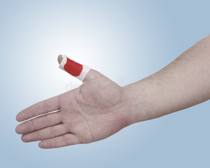 A Person Medically Dressed with a Cotton Ball and Bandage Over a Stock ...