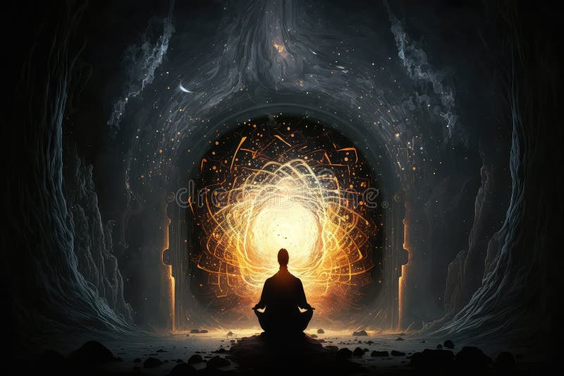 Person, Meditating on Spiritual Connection with the Mind of God Stock ...