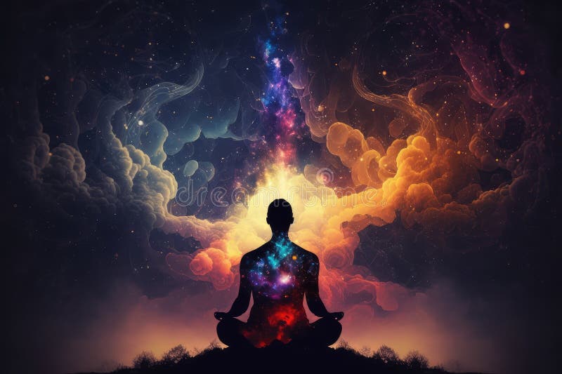 Person, Meditating on Spiritual Connection with the Mind of God Stock ...