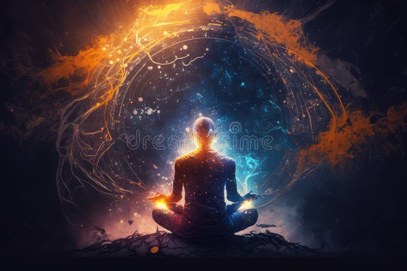 Person, Meditating on Spiritual Connection with the Mind of God Stock ...