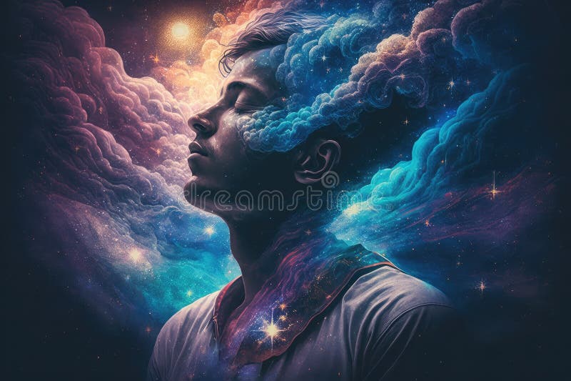 Person, Meditating with Their Eyes Closed, Surrounded by the Energy of ... Person, Meditating with Their Eyes Closed, Surrounded by the Energy of ...