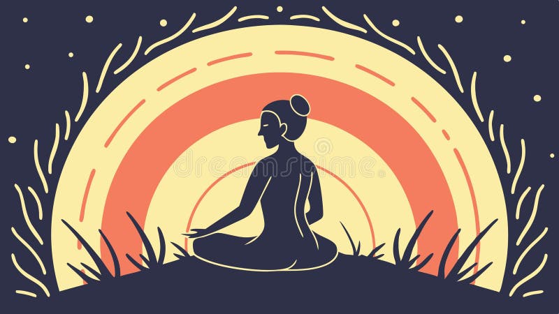 Person Meditating Under Abstract Rainbow Arch, Vector Design Generative ...