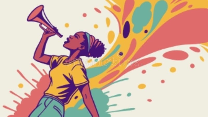 Person with Megaphone and Colorful Splash, Impactful Message, Vector ...