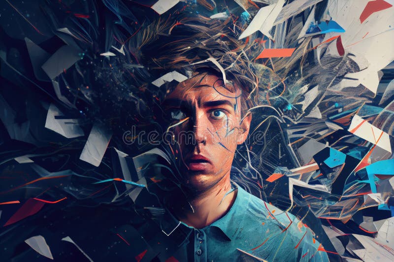 Person with Mental Disorder, Surrounded by Chaotic and Confusing ...