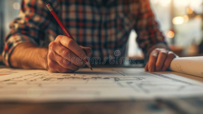 Architect Drafting a Blueprint. AI Generated Stock Image - Image of ...