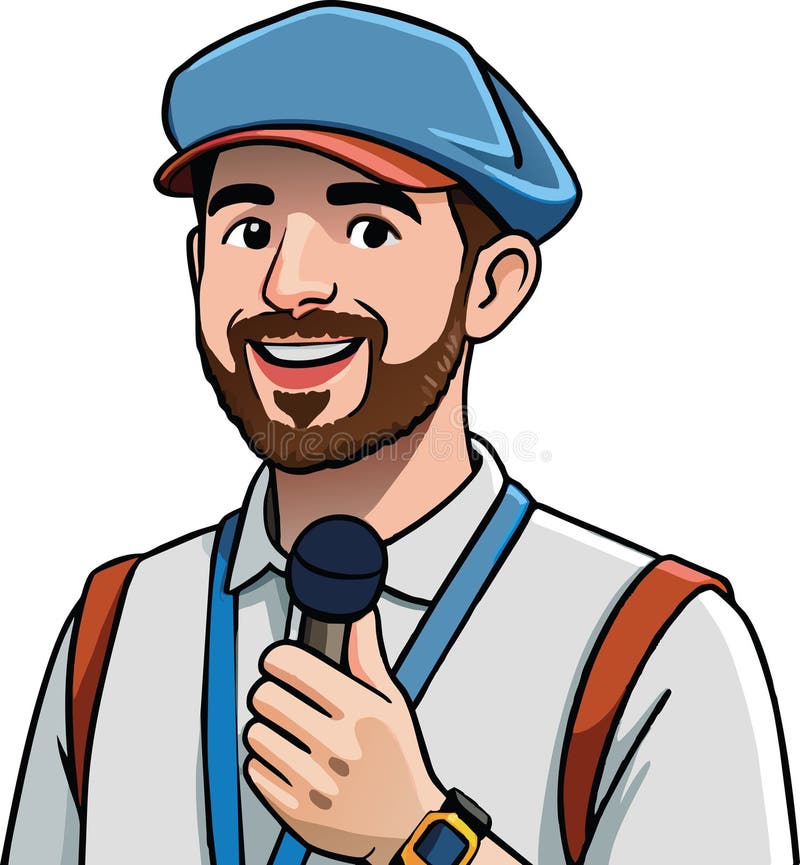 Person with Microphone is a Tour Guide- Stock Vector - Illustration of ...