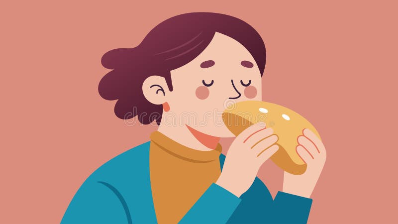 A Person Mindfully Chews a Piece of Bread Focusing on the Texture and ...