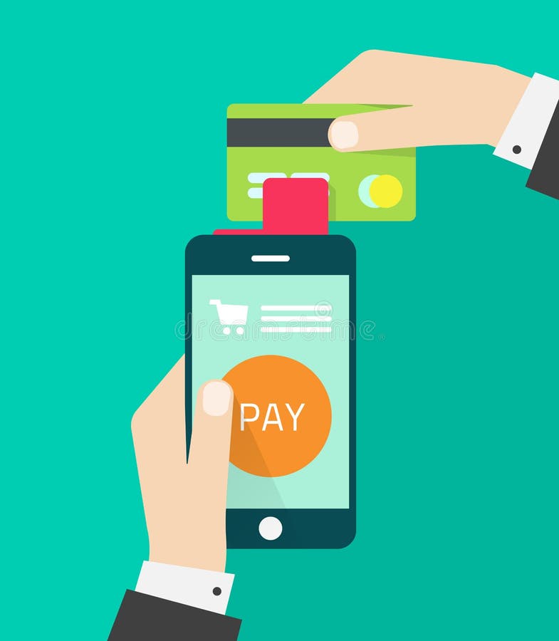 Person With Mobile Phone Device Processing Credit Card Payment Stock ...