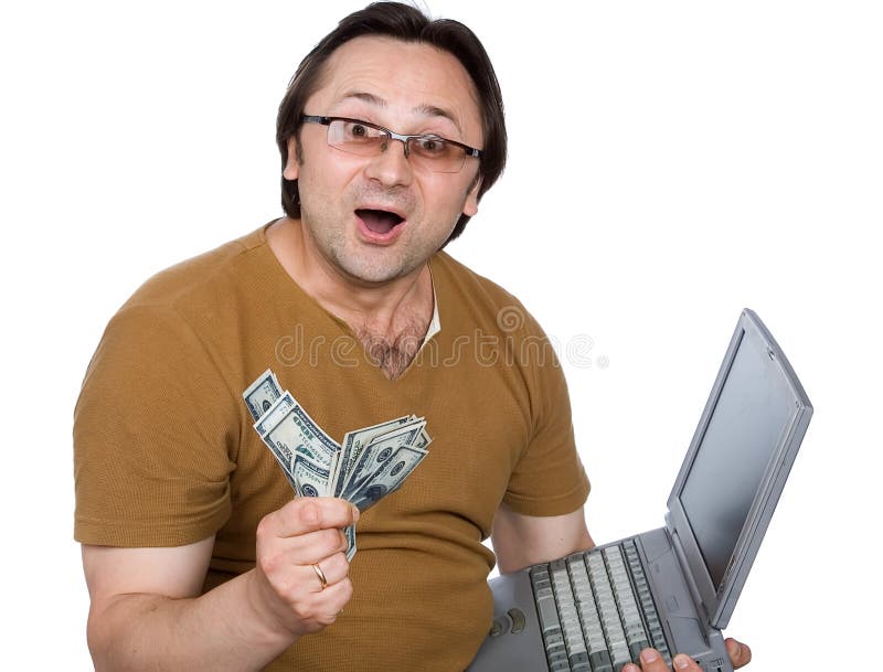 The Person, Money, a Computer Stock Image - Image of brown, computer ...