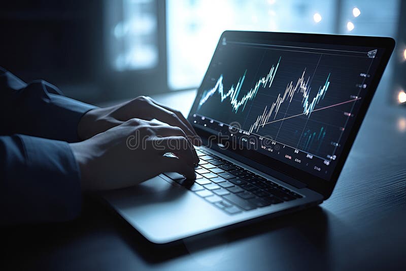 Person Monitors the Data on the Computer Screen. Business Concept ...