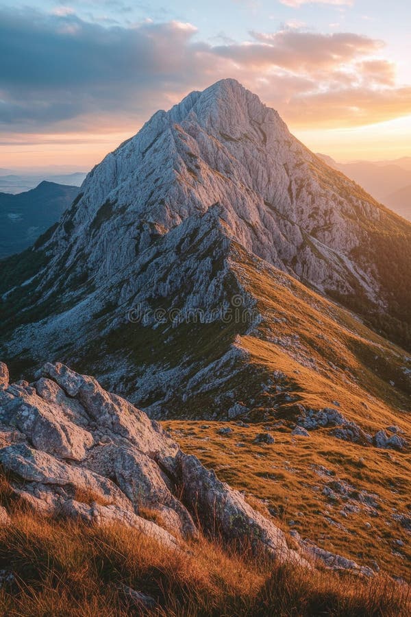 Person on Mountain Summit at Sunset Stock Photo - Image of hour, peak ...