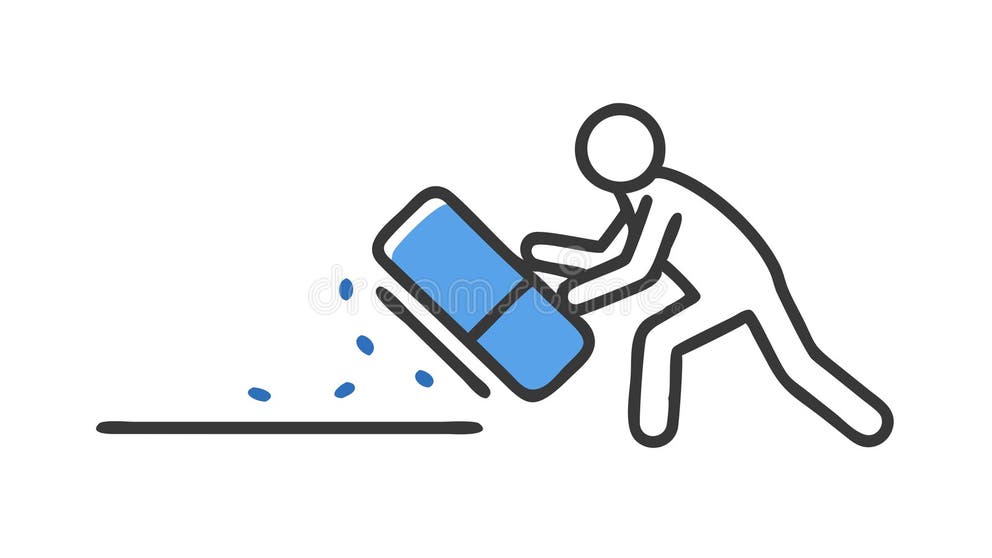 Person Moving Large Block or Object Strength Effort Icon, Vector Design ...