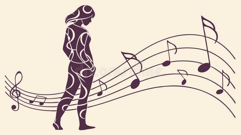 Person with Musical Notes, Music and Artistic Expression, Vector Design ...