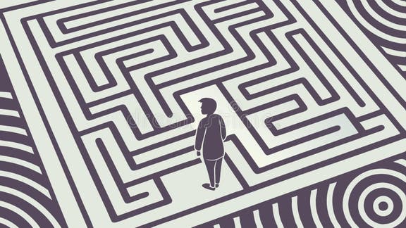Person Navigating a Complex Maze Challenge Problem Solving Vector ...