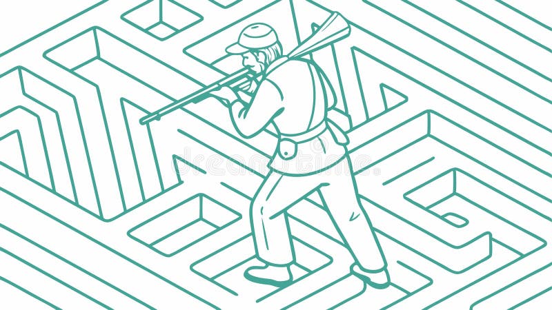 Person Navigating a Maze with a Bow, Challenge and Skill Vector ...