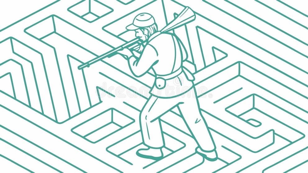 Person Navigating a Maze with a Bow, Challenge and Skill Vector ...