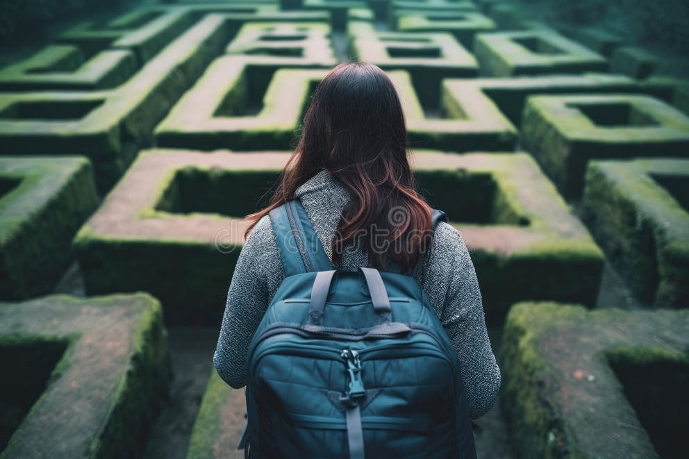 Person Navigating a Maze or Labyrinth, Symbolizing Problem-solving and ...