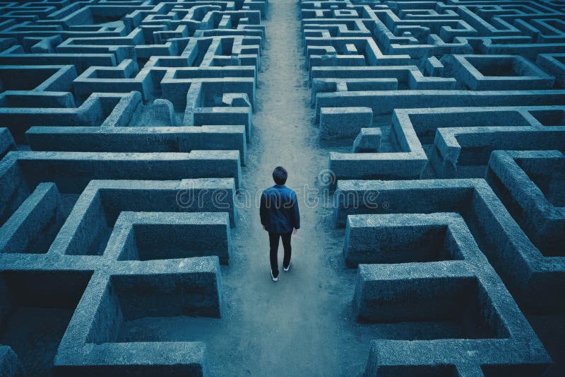 Person Navigating a Maze or Labyrinth, Symbolizing Problem-solving and ...