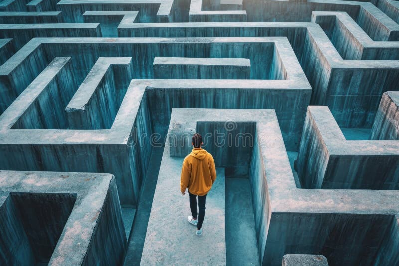 Person Navigating a Maze or Labyrinth, Symbolizing Problem-solving and ...